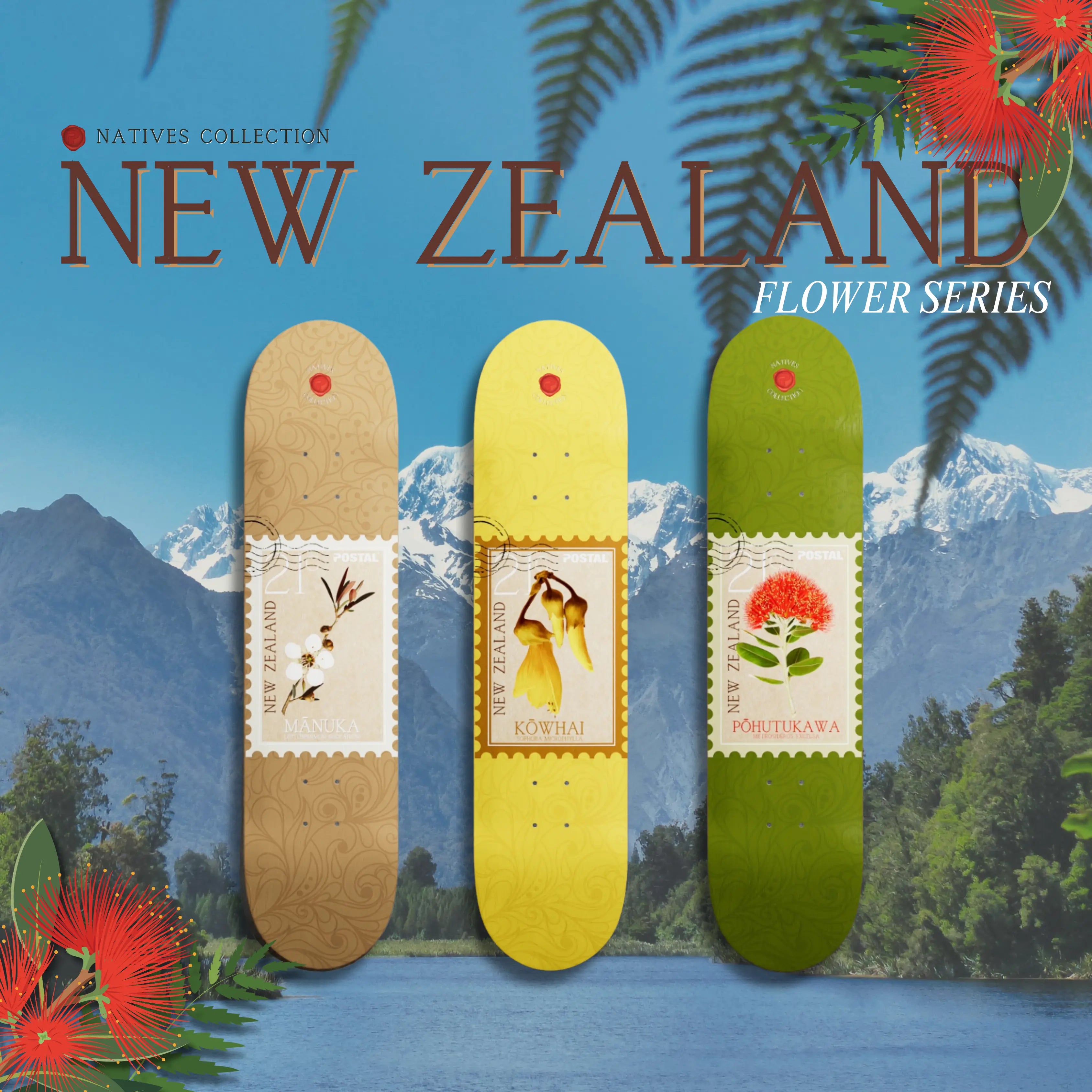 New Zealand Natives Collection - Flower Stamp Series – Postal Skateboards
